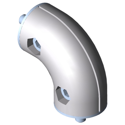 Butt Fastener D30-90° R25, internal, Connector M6-12 » AluFlex Group