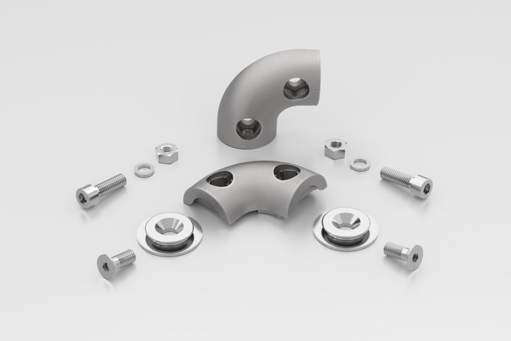 Butt Fastener D30-90° R25, internal, Connector M6-12 » AluFlex Group