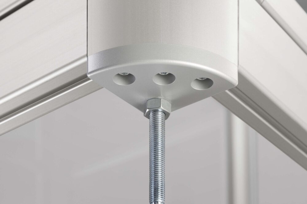 Base Plate 8 80x80-R80, M12, white aluminium, similar to RAL 9006 ...