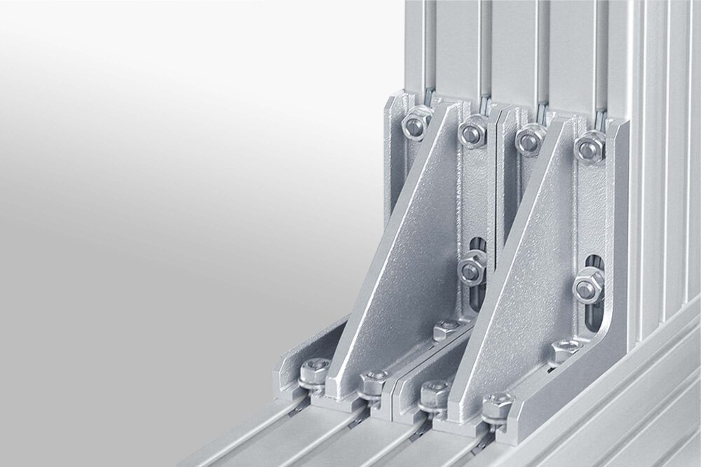 Angle Bracket 8 160x160 St M12, white aluminium, similar to RAL 9006 ...