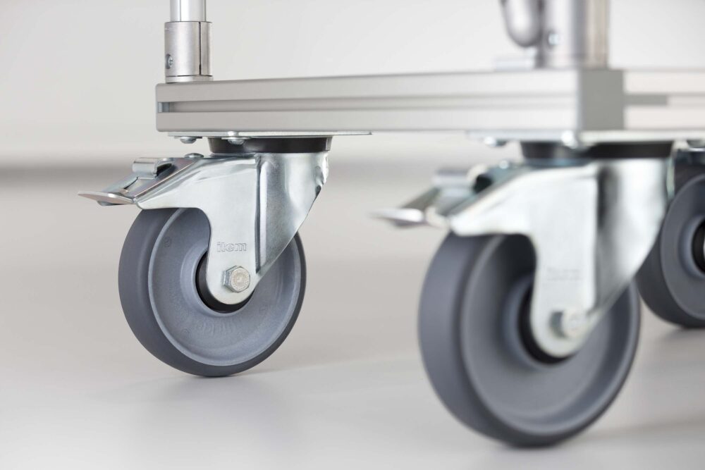 Castor D160 swivel with double-brake 140x110 ESD » AluFlex Group