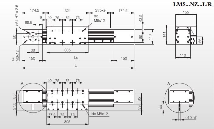 LM5ZR-NZ Toothed belt drive (Without protection) » AluFlex Group